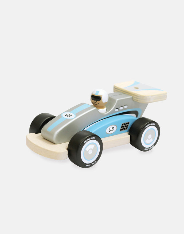 Racing Robbie Race Car Wooden Toy With Peg Person - Indigo Jamm